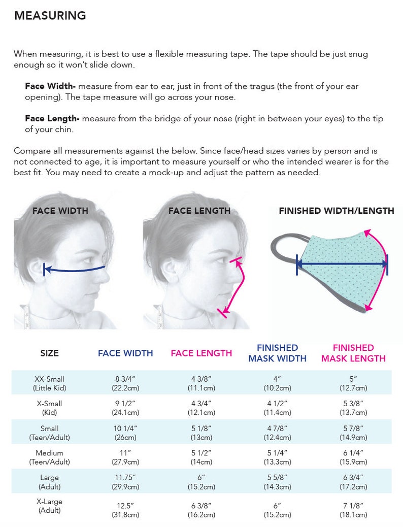Face Mask Sewing Pattern PDF Sewing Pattern Kid Child - Etsy UK