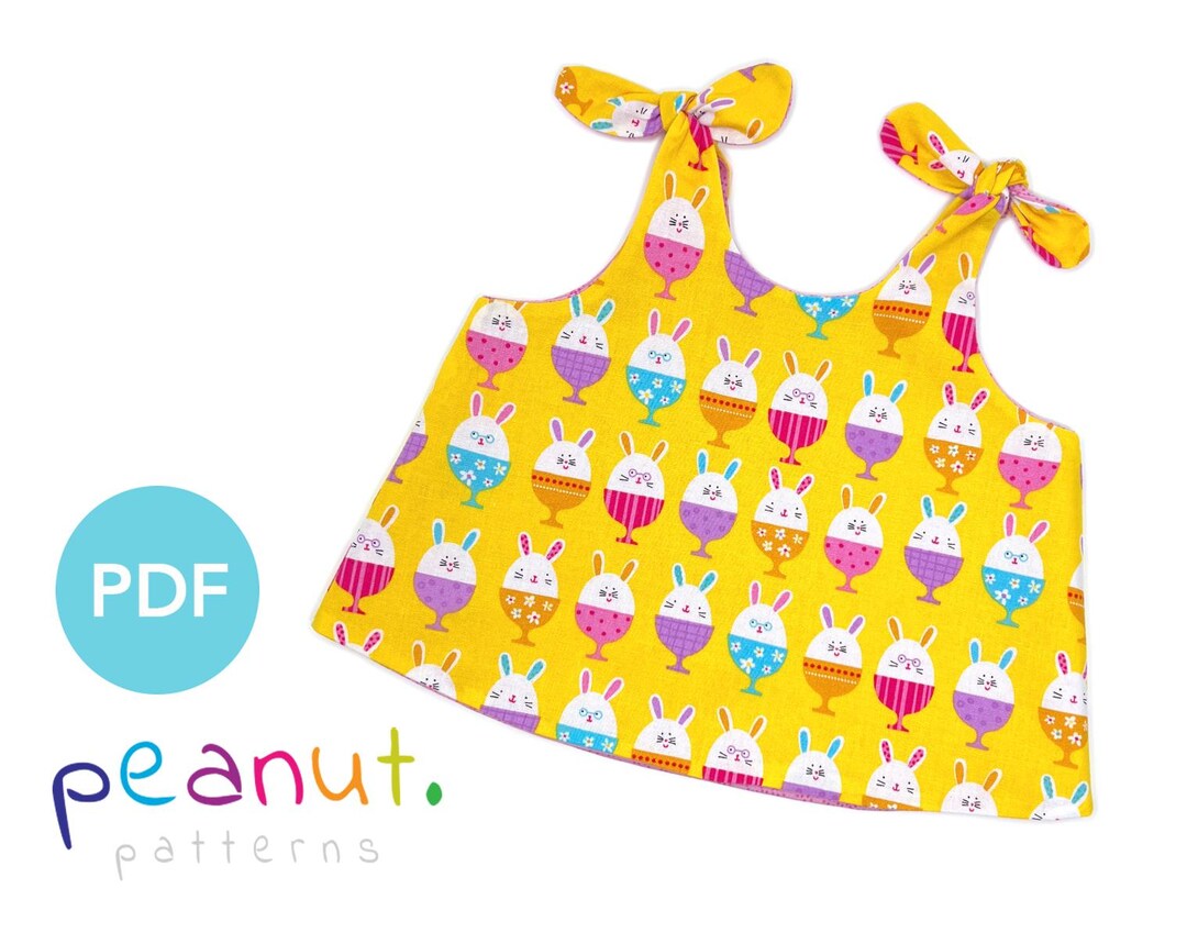 Reversible Tank Top Knot Tie Shoulder PDF Sewing Pattern • Baby, Kid ...