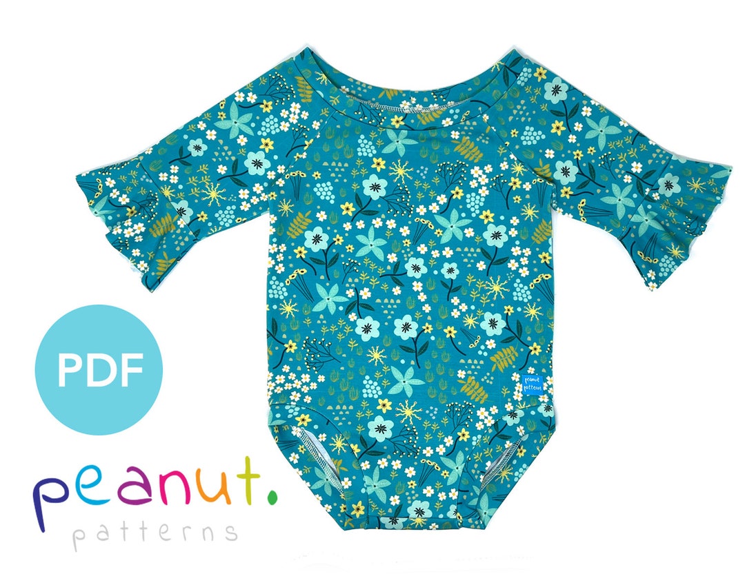 Ruffle Bell Sleeve Raglan Bodysuit Sewing Pattern • PDF Sewing Pattern ...