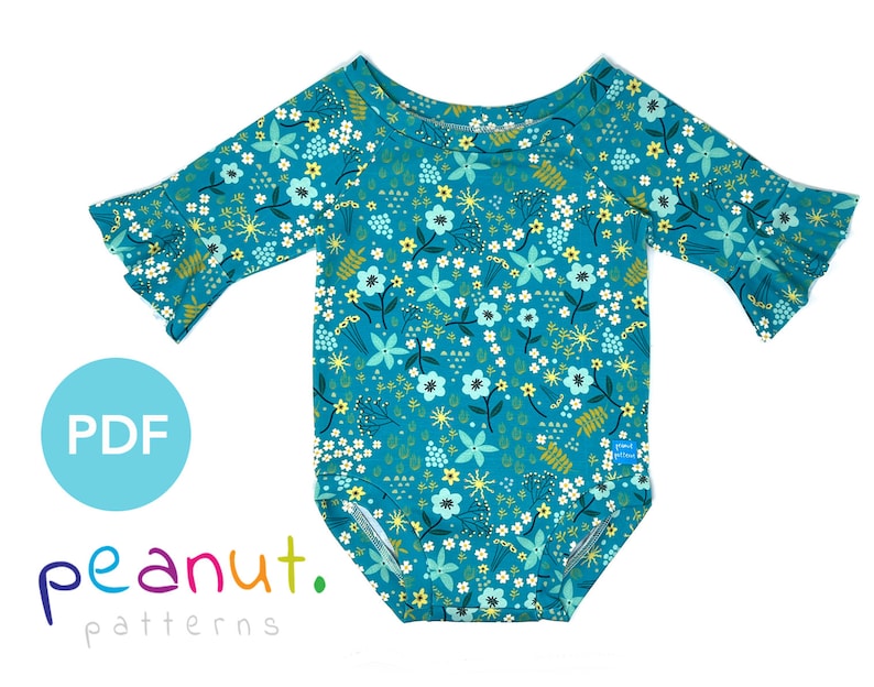 Ruffle Bell Sleeve Raglan Bodysuit Sewing Pattern • PDF Sewing Pattern ...