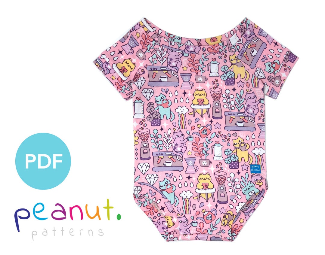 Short Sleeve Raglan Bodysuit Sewing Pattern • PDF Sewing Pattern • Baby ...