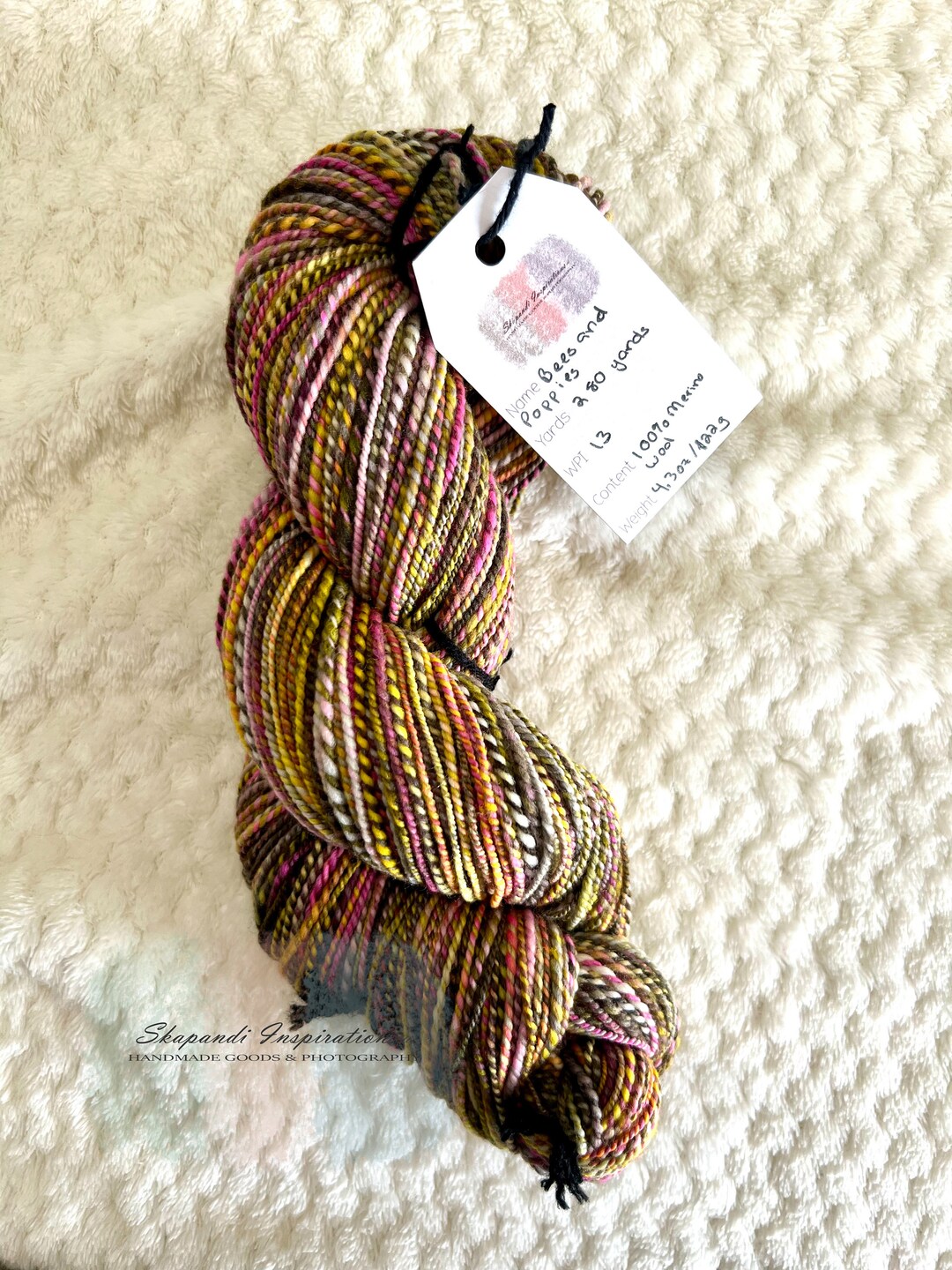 Hand Spun Yarn - Bees and Poppies - Etsy