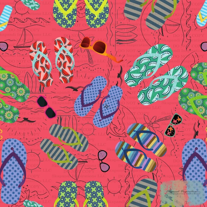 Flip Flops - Pink Background - Seamless Digital File - Etsy