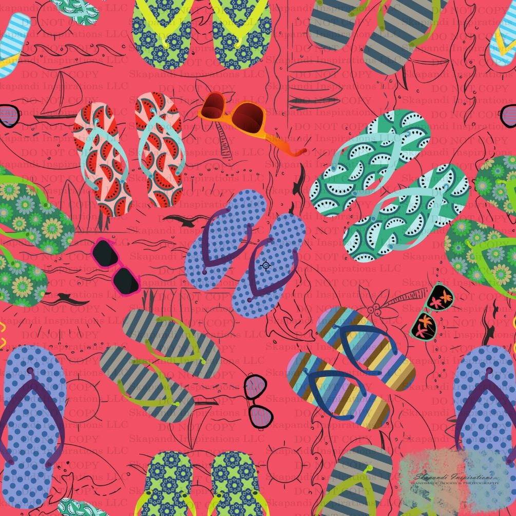 Flip Flops - Pink Background - Seamless Digital File - Etsy