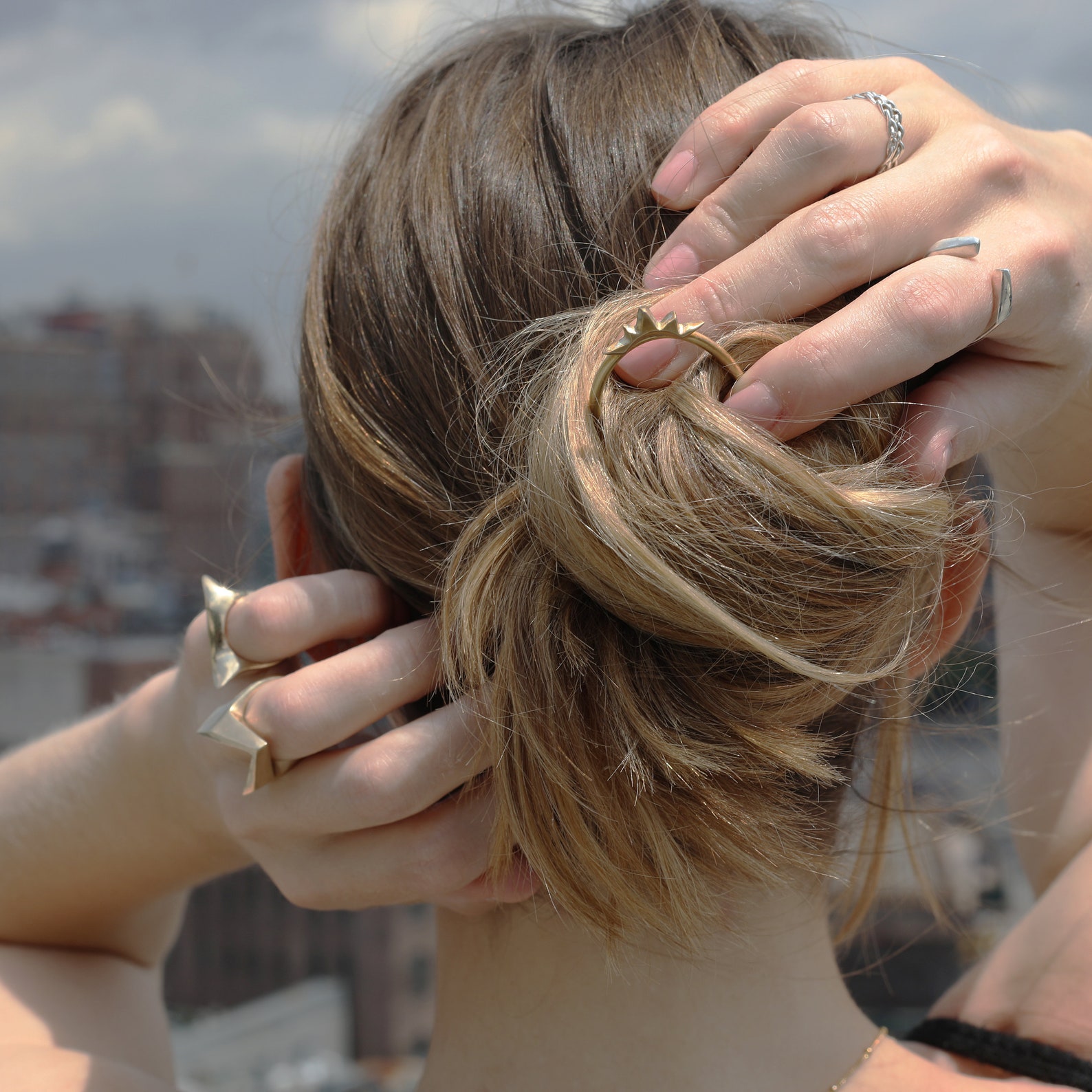 Large Sunburst Hair Pin - Solid Brass Hair Pin - Etsy