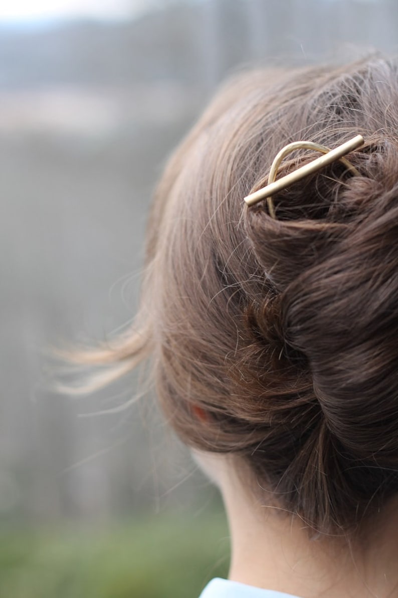 Large Bar Hair Pin Solid Brass Hair Pin - Etsy