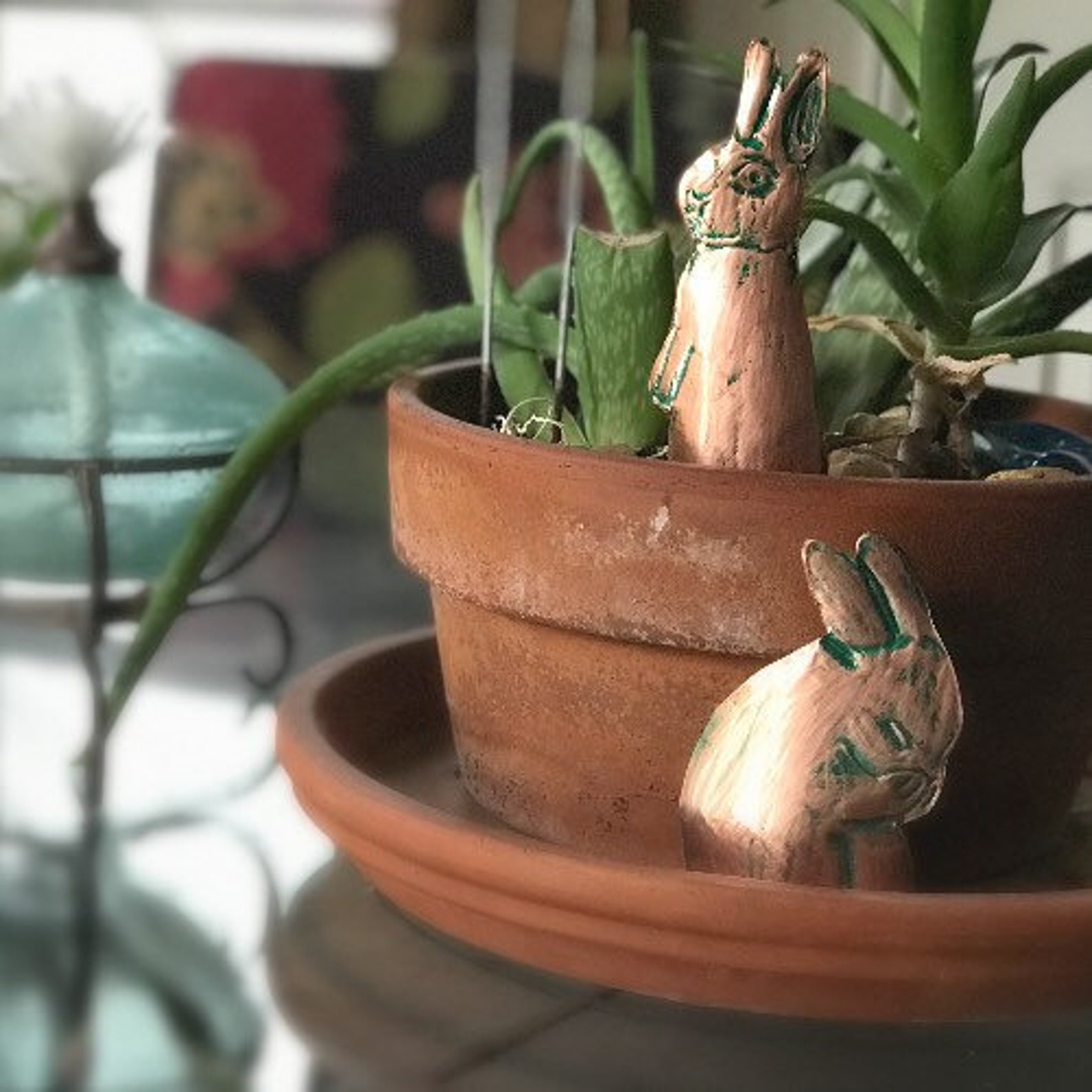Copper Bunny Figurines - Etsy