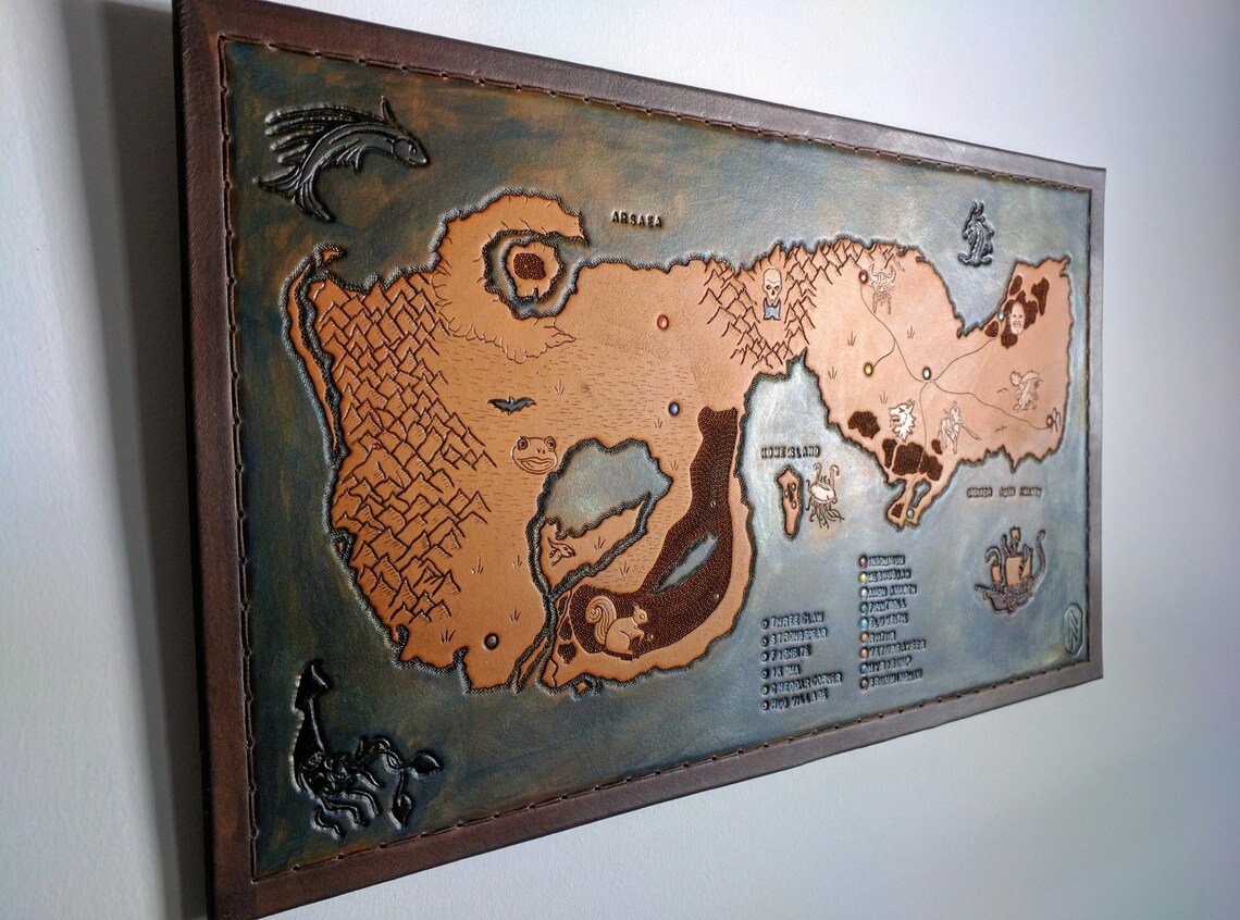 Large Map Custom Carved Leather Map | Etsy