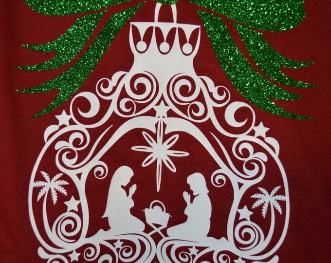 Long Sleeve Monogrammed Nativity Christmas Shirt | Etsy