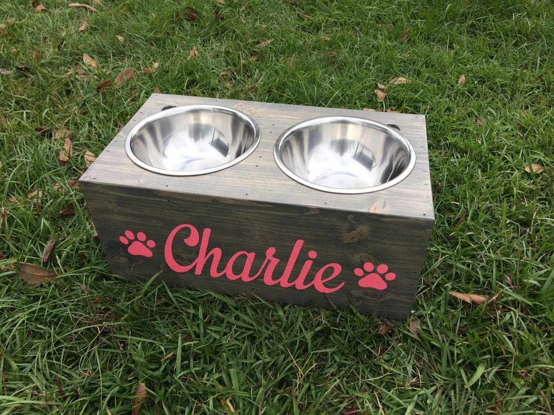 Rustic Wooden Dog Dish Stand - Etsy