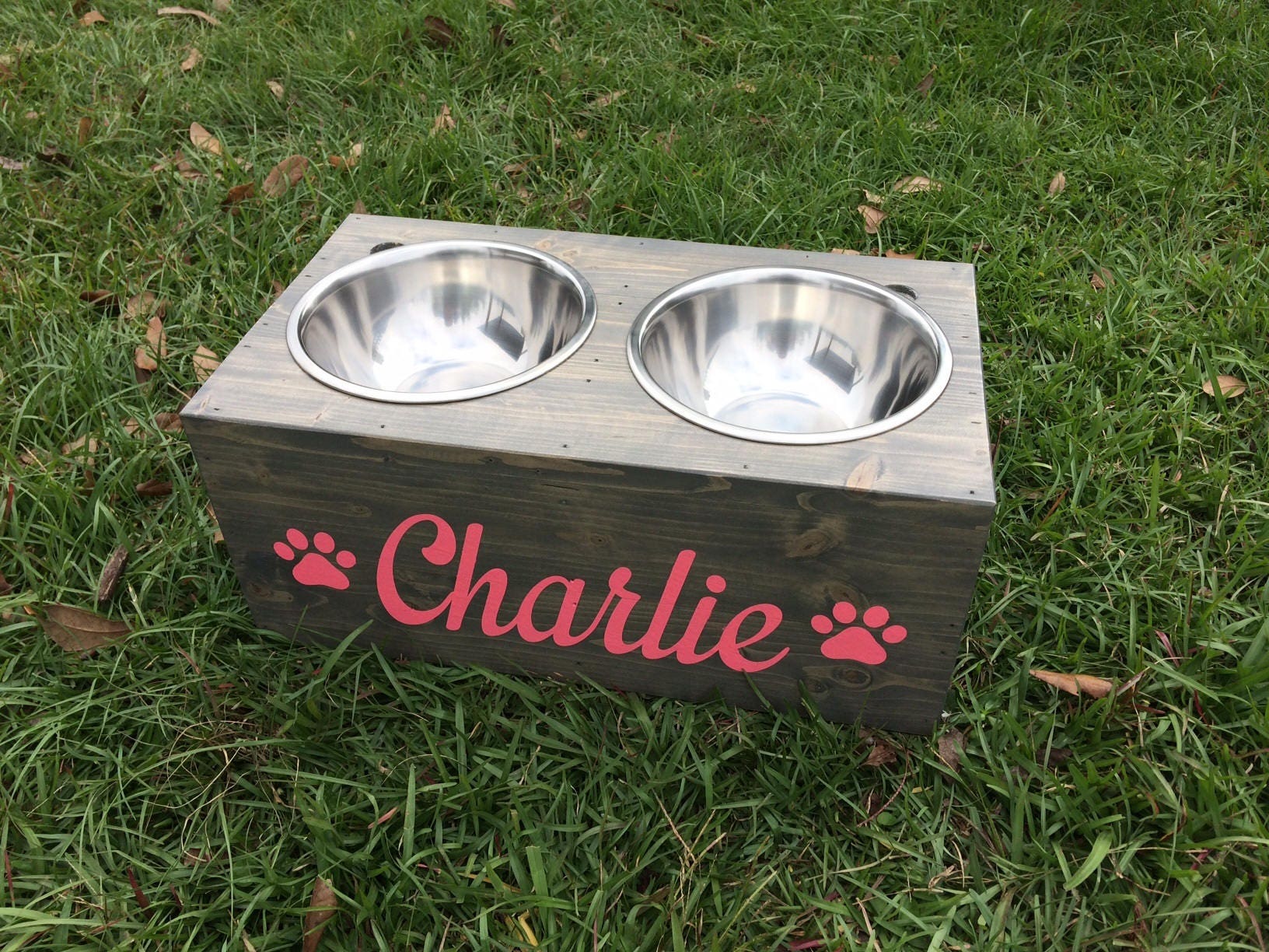 Rustic Wooden Dog Dish Stand - Etsy