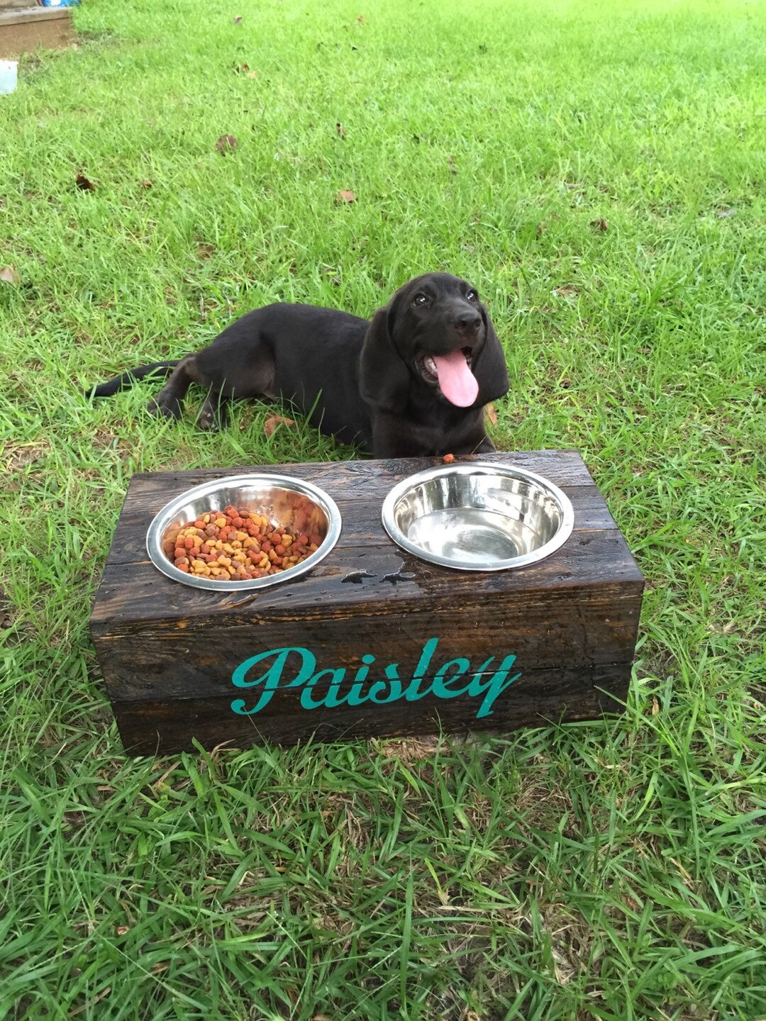 Rustic Wooden Dog Dish Stand - Etsy