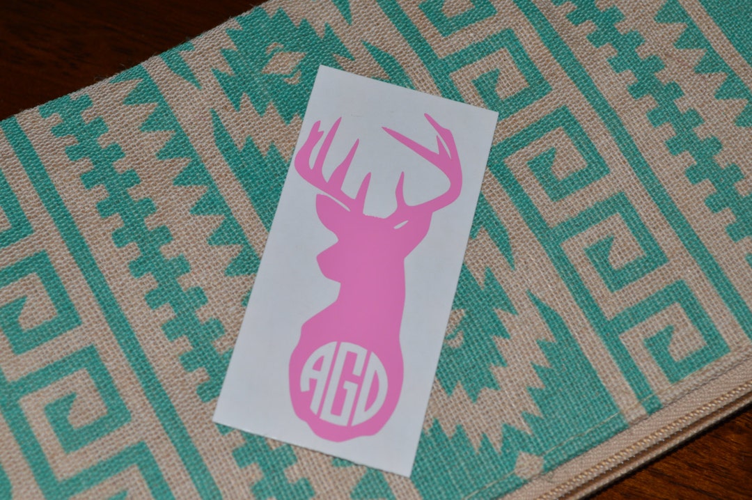 Monogrammed Deer Head Decal - Etsy