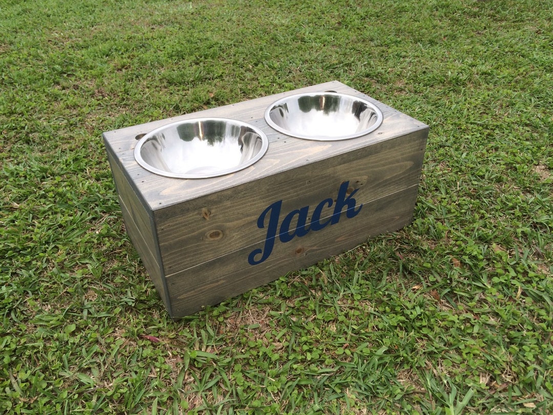 Rustic Wooden Dog Dish Stand - Etsy