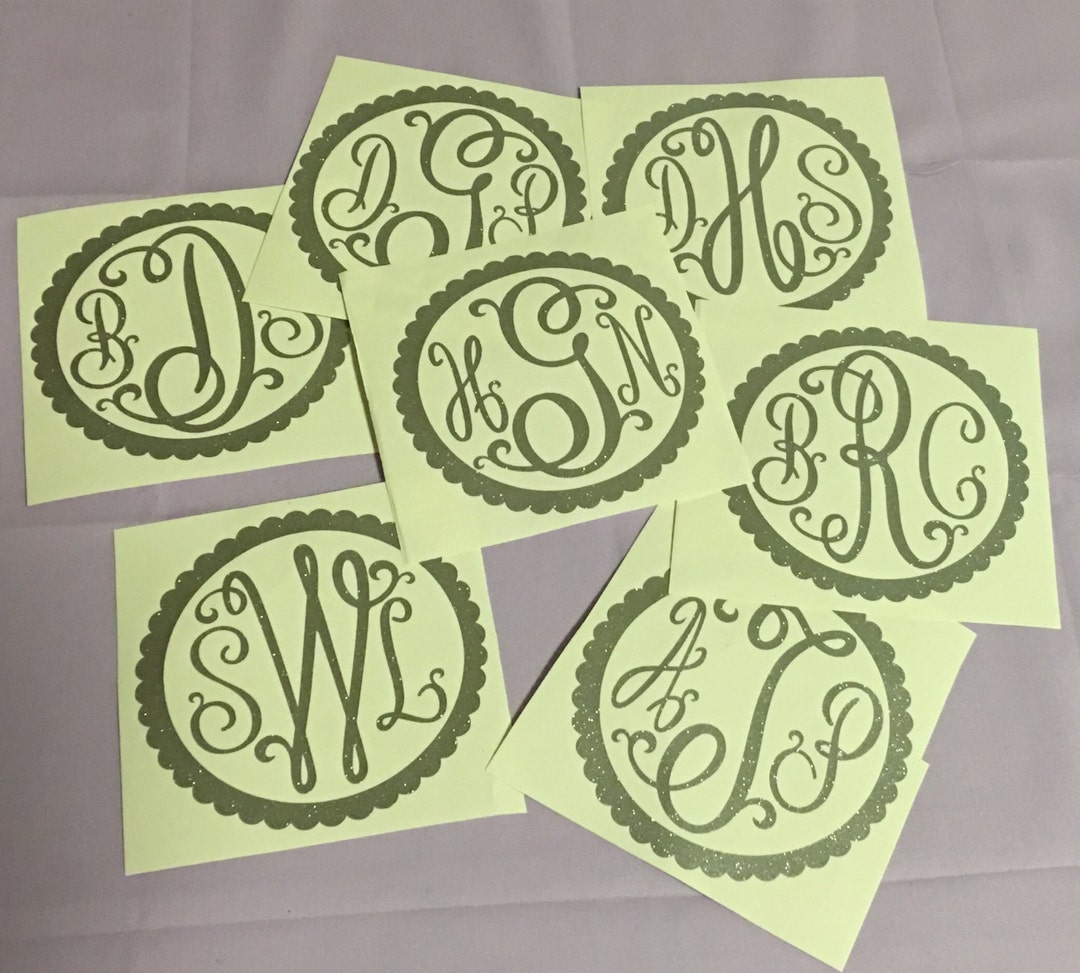 FREE SHIPPING Monogrammed Decals glitter and Fluorescent - Etsy