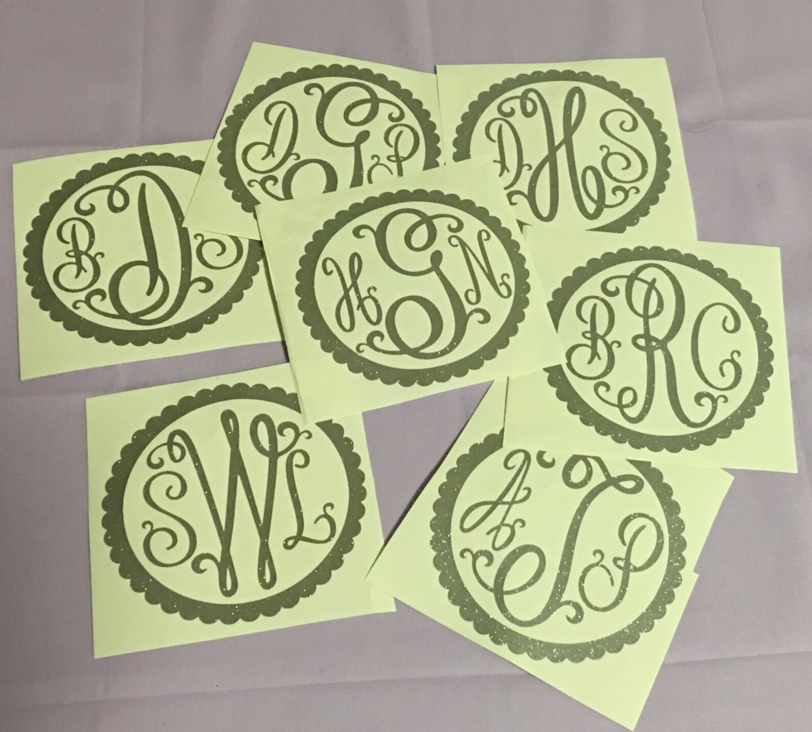 FREE SHIPPING Monogrammed Decals glitter and Fluorescent - Etsy