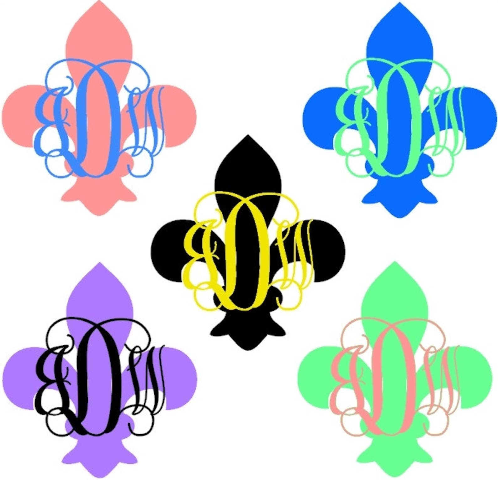 Fluer De Lis Monogrammed Decal - Etsy