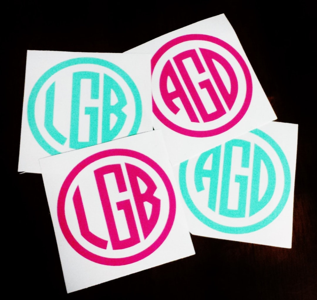 FREE SHIPPING - Circle Monogram Decal - Etsy