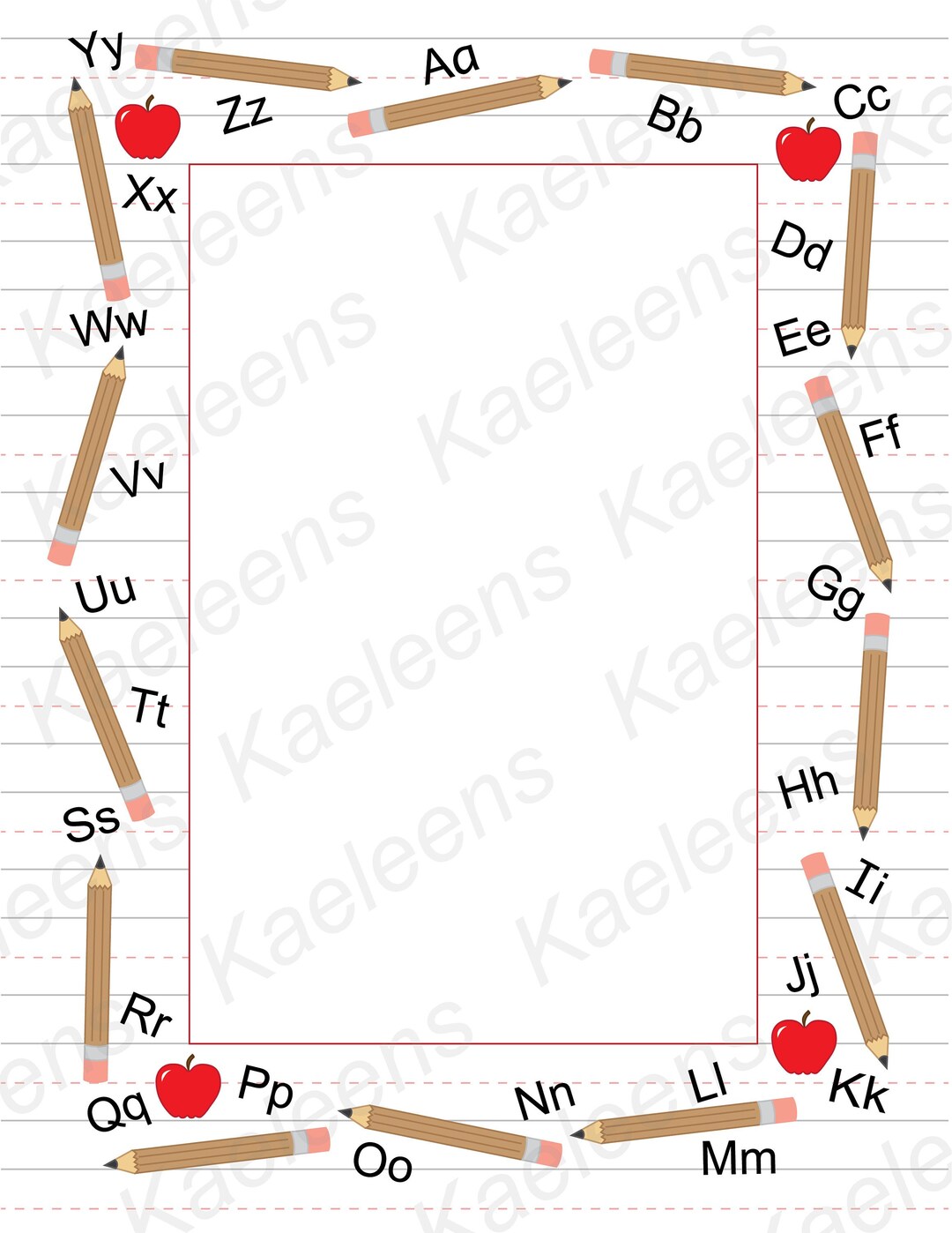 Pencil and Writing Border Template - Etsy