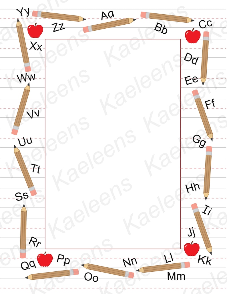 Pencil and Writing Border Template - Etsy