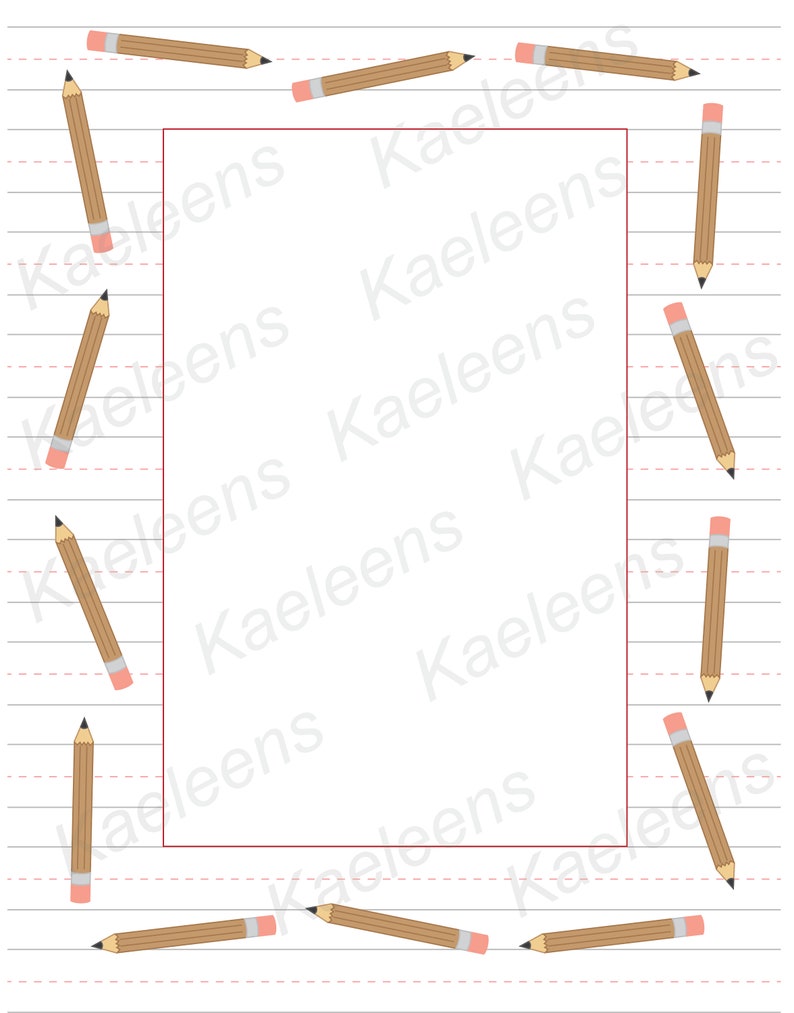 Pencil and Writing Border Template - Etsy
