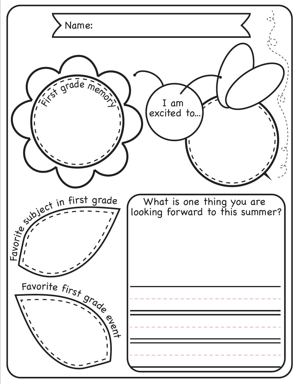 End of the Year Reflection Activity Page - First Grade - Etsy