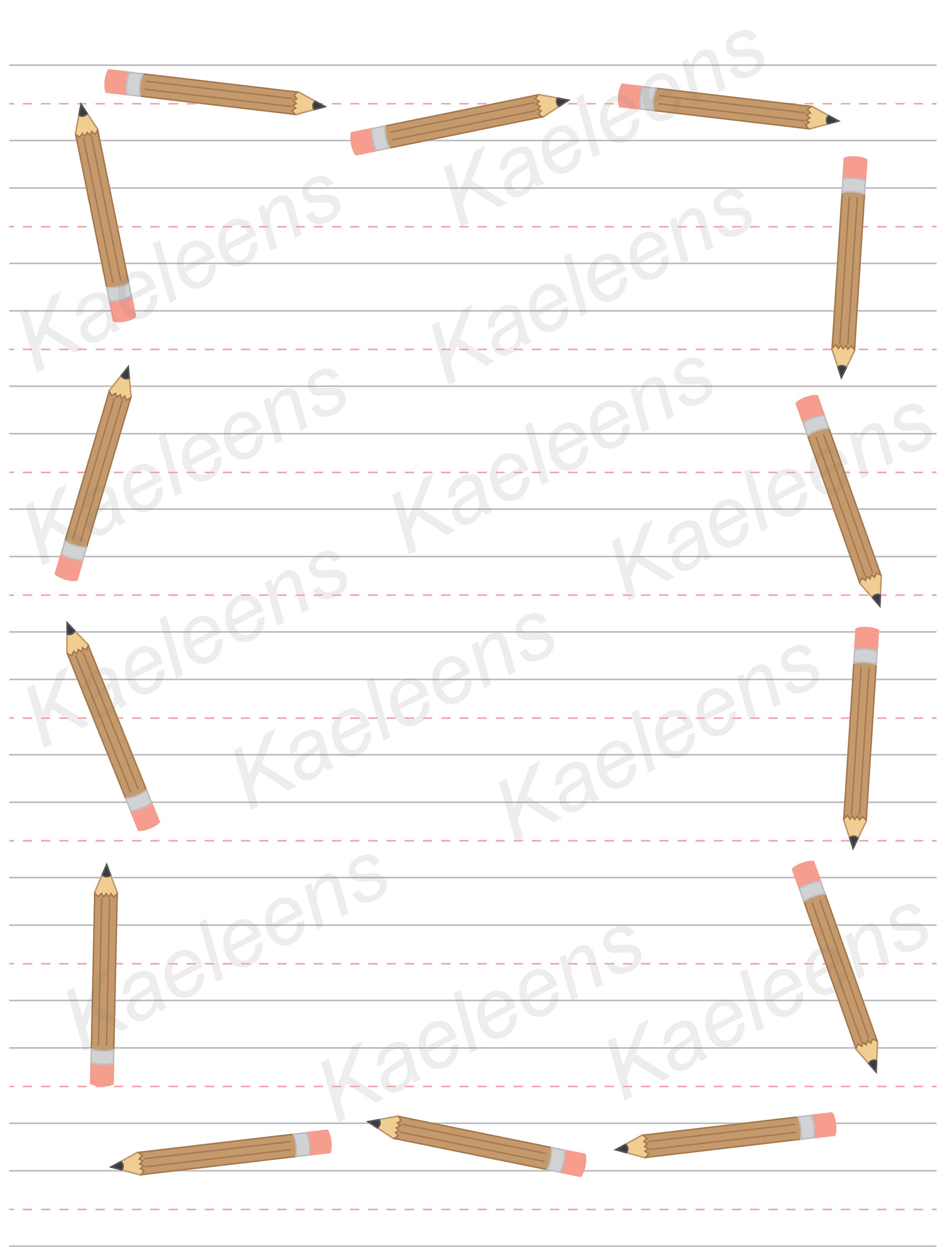 Pencil and Writing Border Template - Etsy