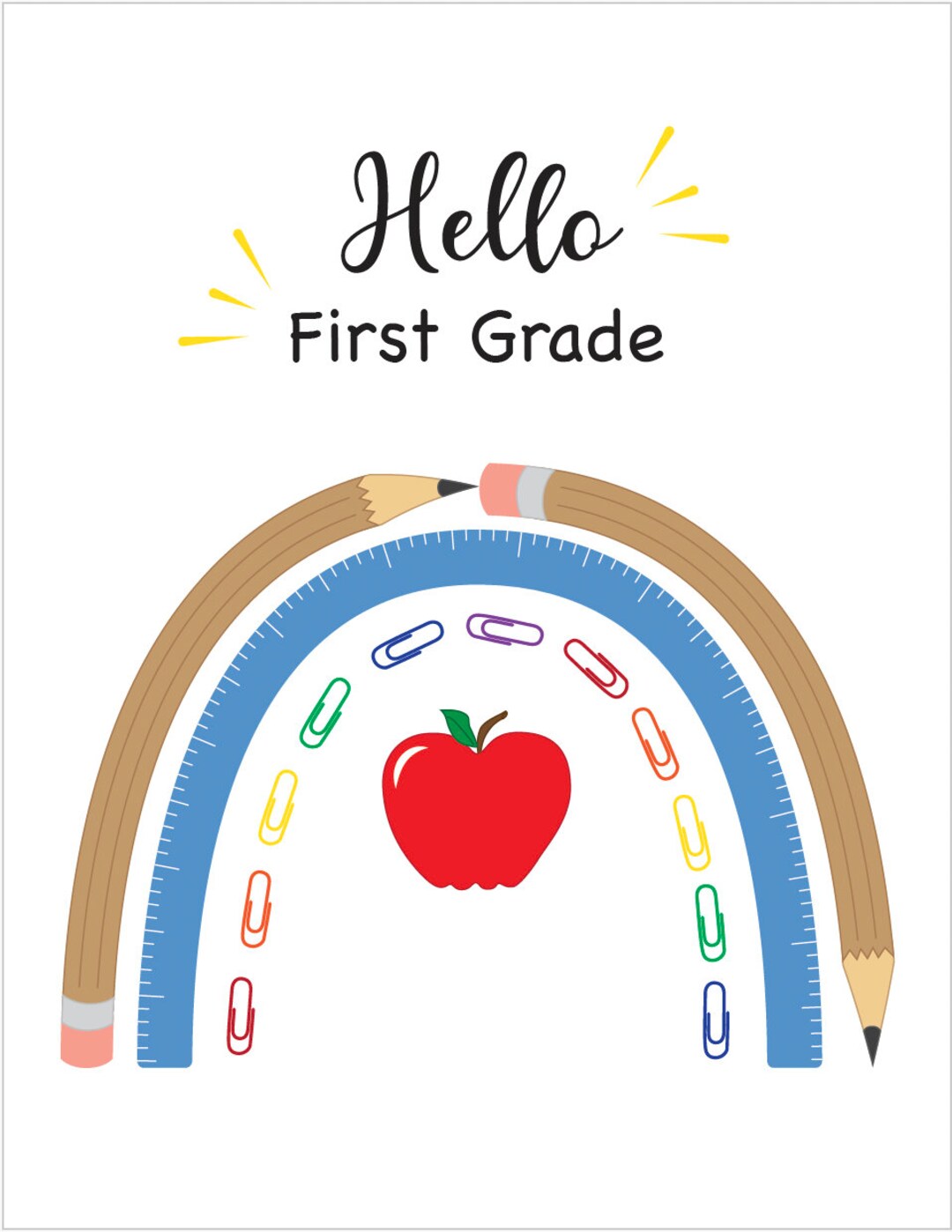 Hello First Grade Title Page - Bulletin Board - Binder - Etsy
