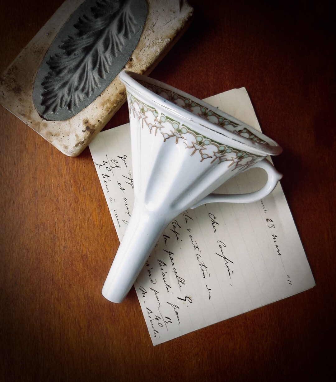 Antique Funnel European Pottery Sieve Filter Deco Kitchen Utensil ...