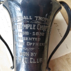 Antique Loving Cup Sports Trophy Award Baseball Engraved Silver Plate ...