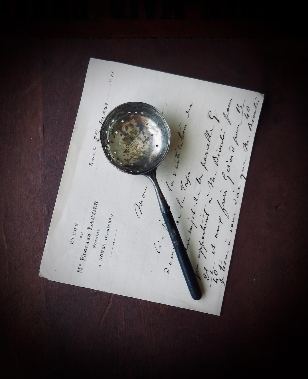 Antique Sterling Silver Slotted Ladle Tea Strainer Spoon Serving ...