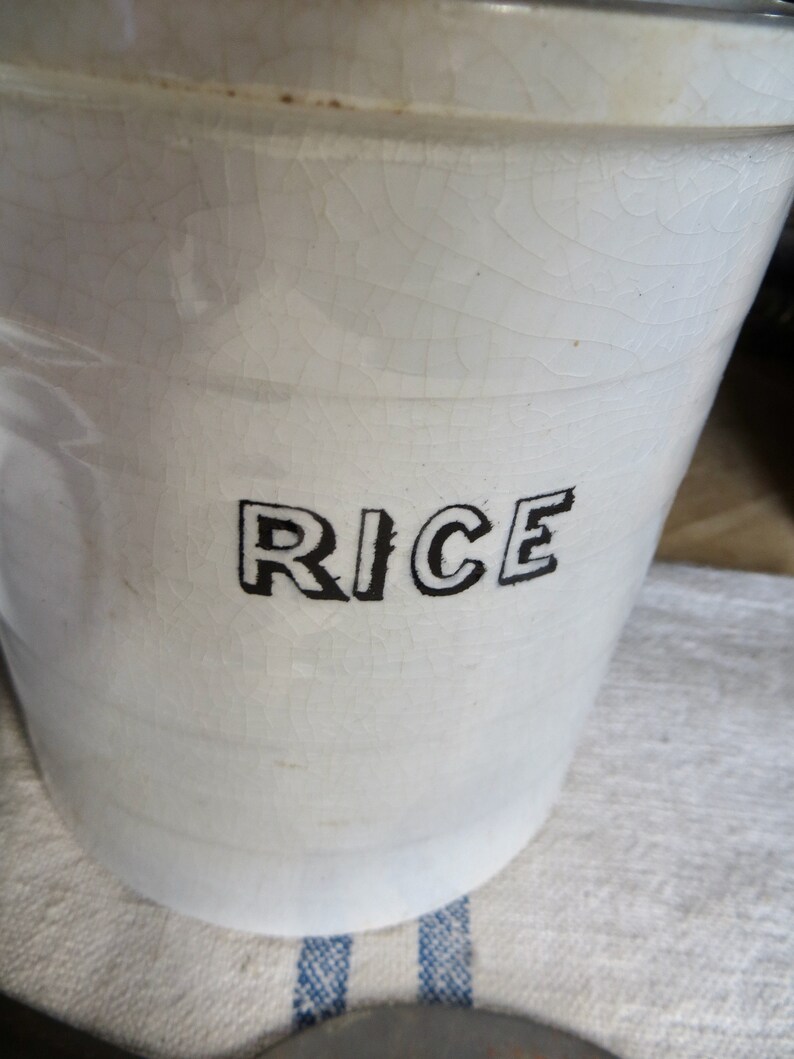 Antique English Rice Jar Canister Storage Transfer Ware Black - Etsy
