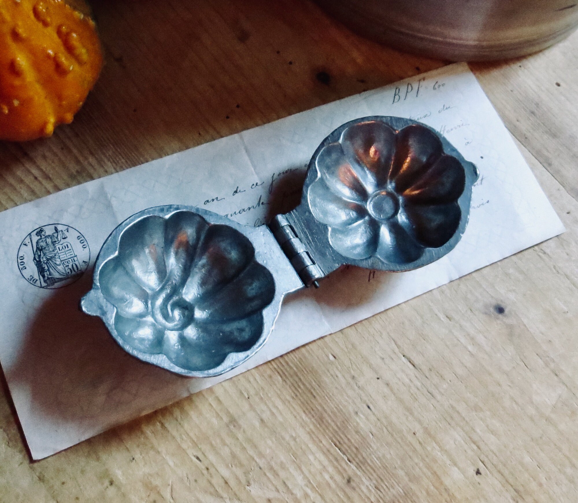 Vintage Pewter Ice Cream Mold Pumpkin Mould Rustic Metal | Etsy