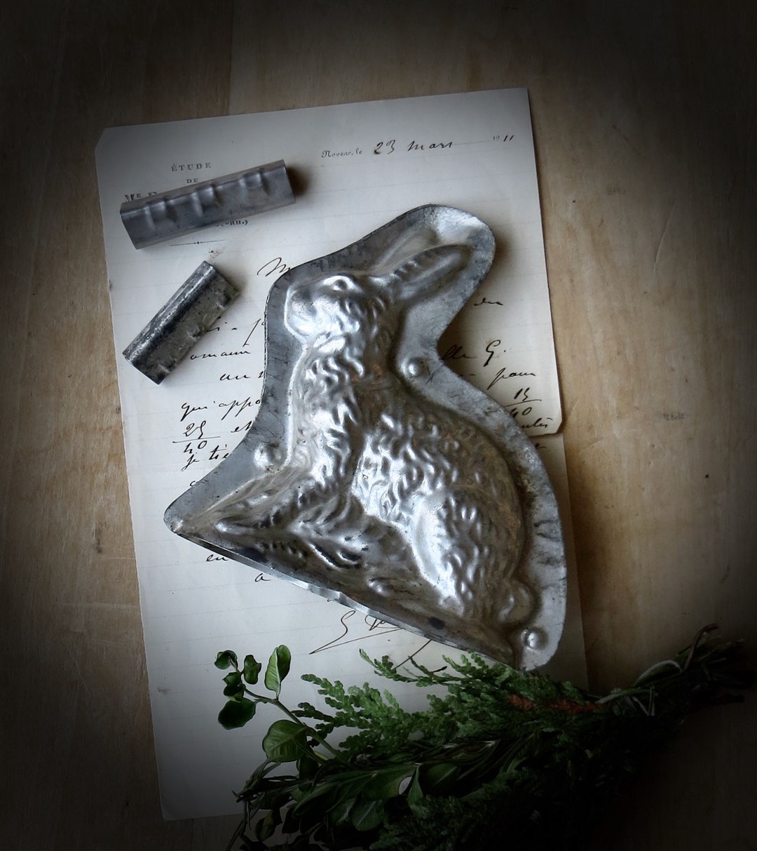 Vintage Chocolate Mold Rabbit Mould Candy Easter Bunny Rustic Metal ...