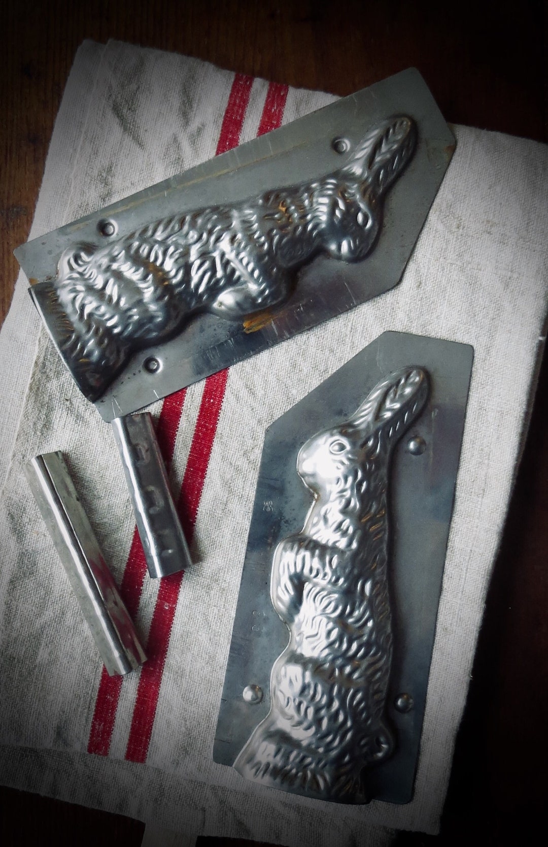 Vintage Chocolate Mold Rabbit Tin Mould Candy Easter Bunny Rustic ...