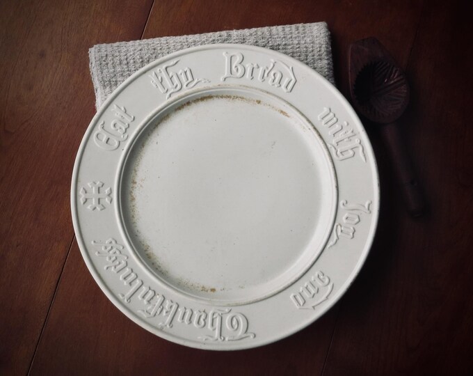 Rare Antique German Ironstone Bread Plate Motto Breadboard Iron Stone ...