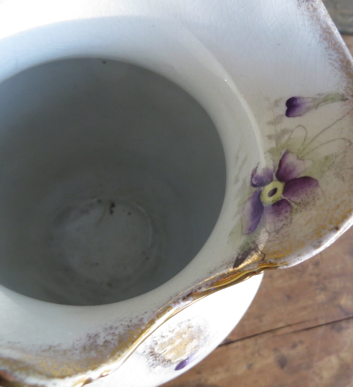 Vintage Pitcher Violets Purple Flowers Water Jug Hand Painted ...