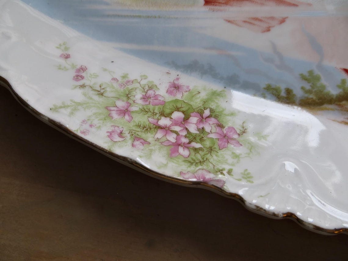 Antique Hand-painted Fish Platter - Large Austrian Charcuterie ...
