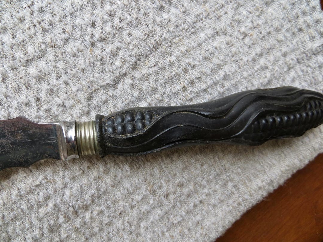 Large Antique Bread Knife Victorian Treen English Carved Wooden Handle ...