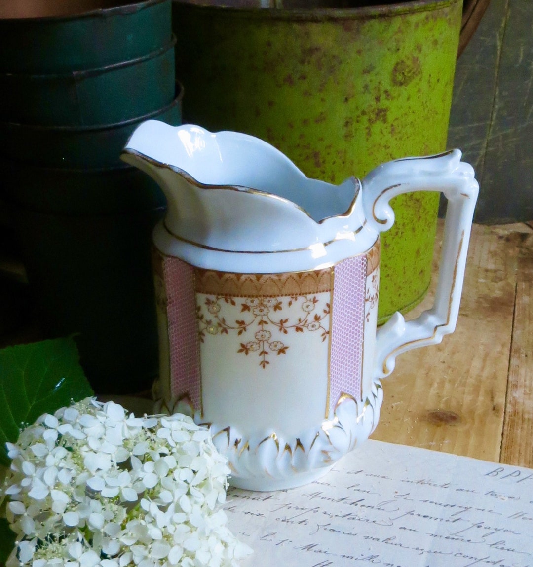 Vintage Pink Pitcher Floral Serving Jug Hand Painted Cottage Decor - Etsy