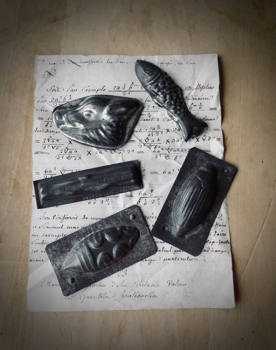 Vintage Tin Chocolate Molds Fish Candy Boar Bug Baking Utensil Lot ...