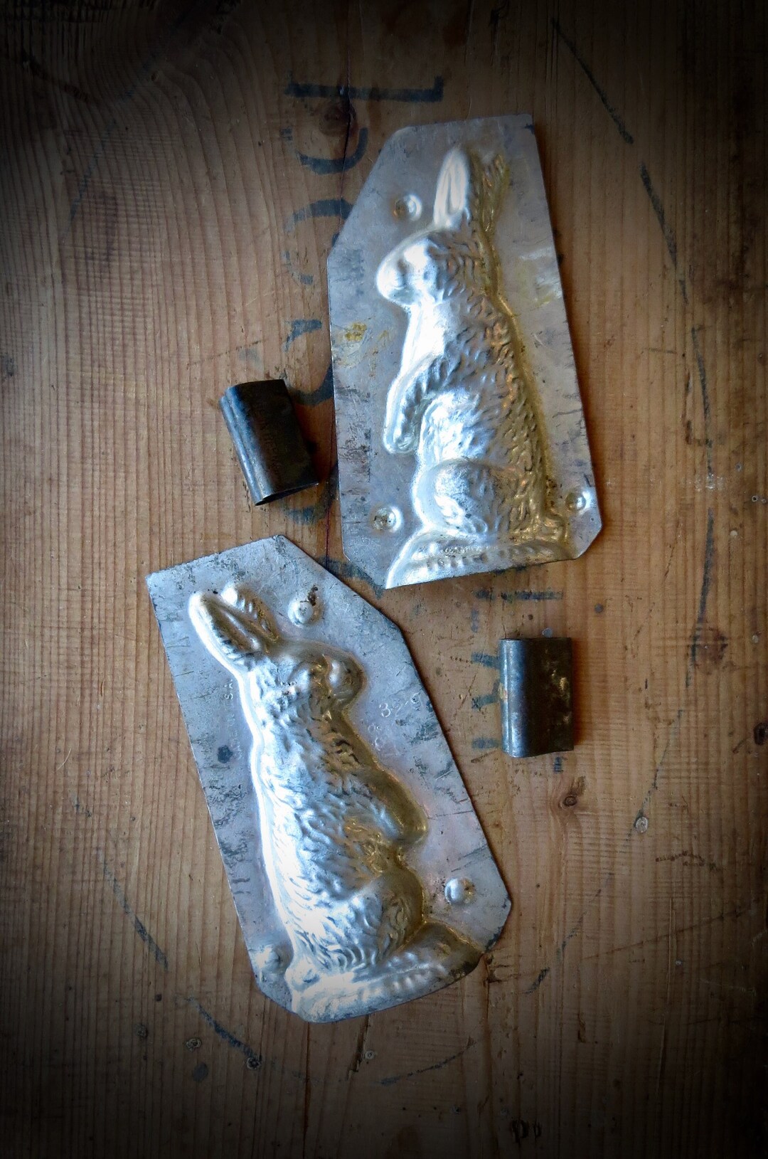 Vintage Chocolate Mold Rabbit Tin Mould Candy Easter Bunny Rustic ...
