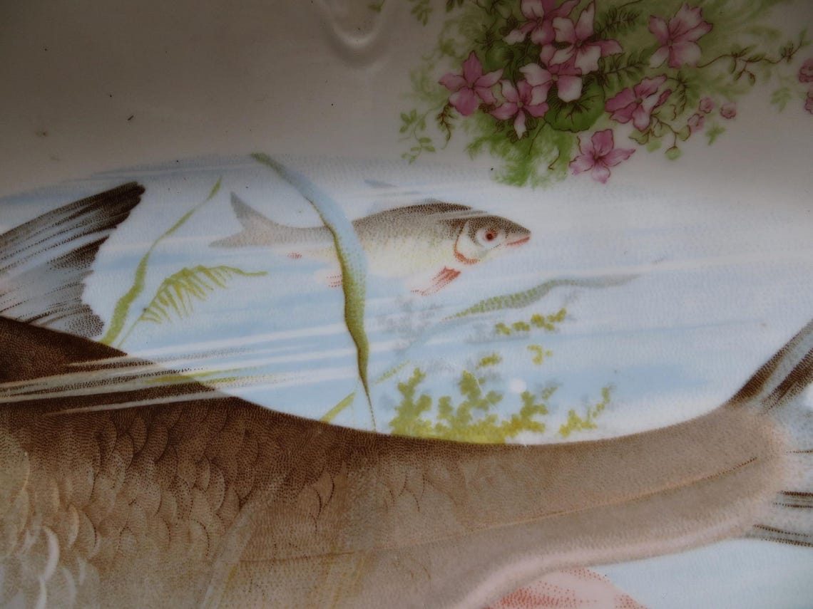Antique Hand-painted Fish Platter - Large Austrian Charcuterie ...
