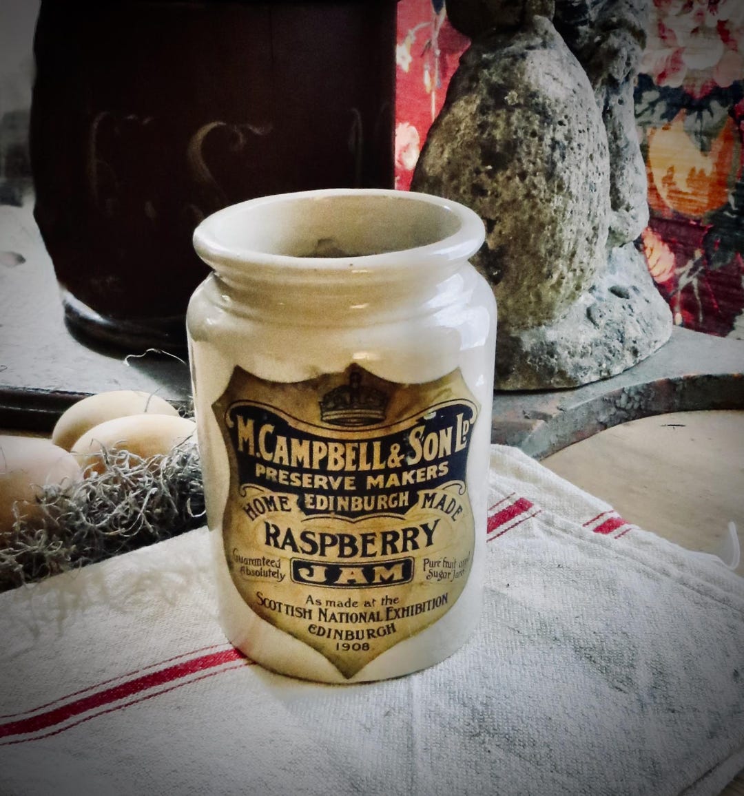 Antique Jam Jar Scottish Pot Jelly Preserves Pottery Cottagecore ...