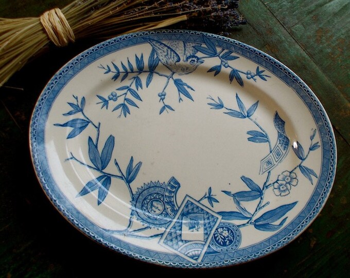 Antique Wedgwood Ironstone Platter, Blue and White, Transfer Ware ...