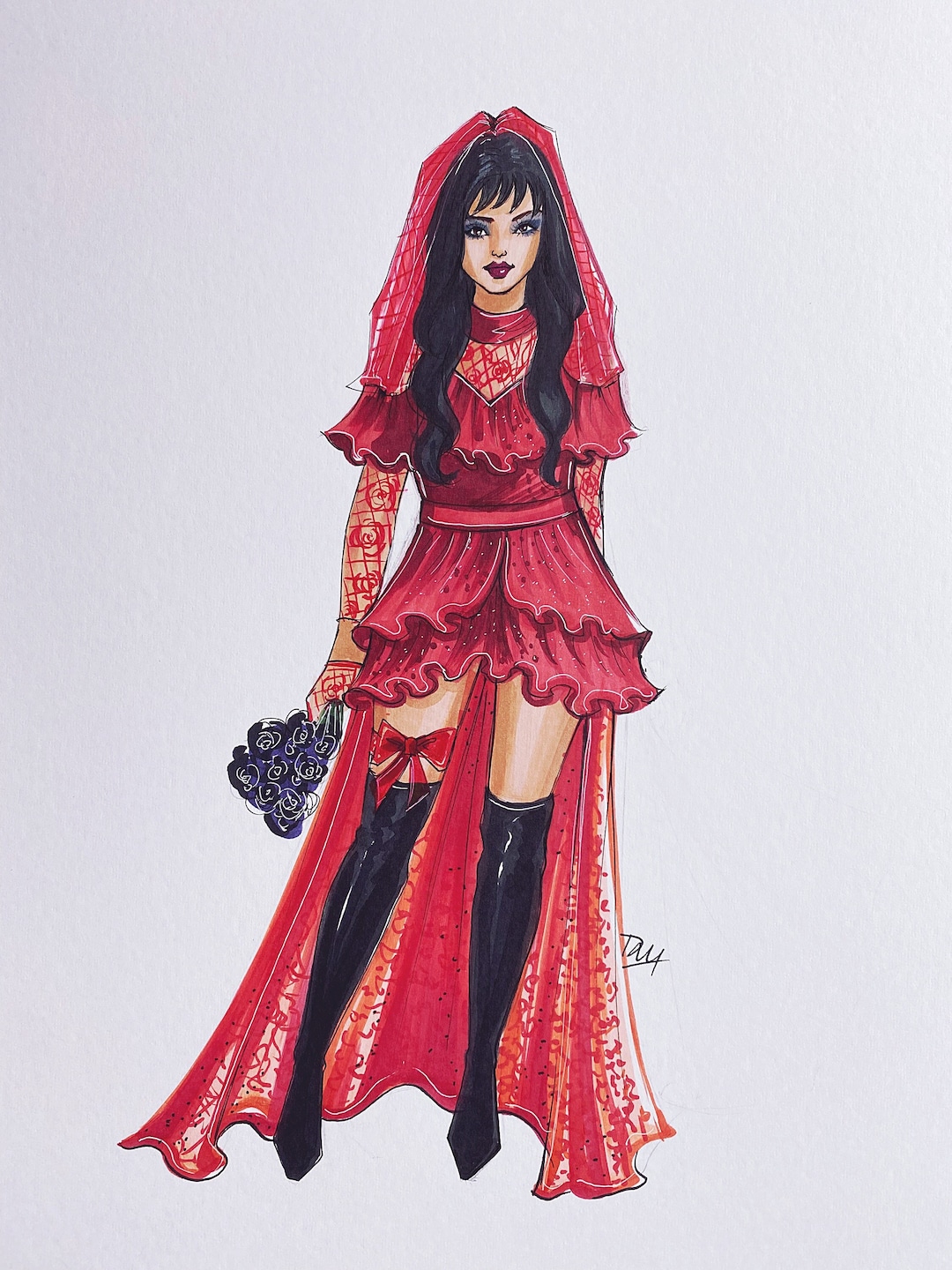 Beetlejuice Bride Lydia Original Art Original Fashion - Etsy