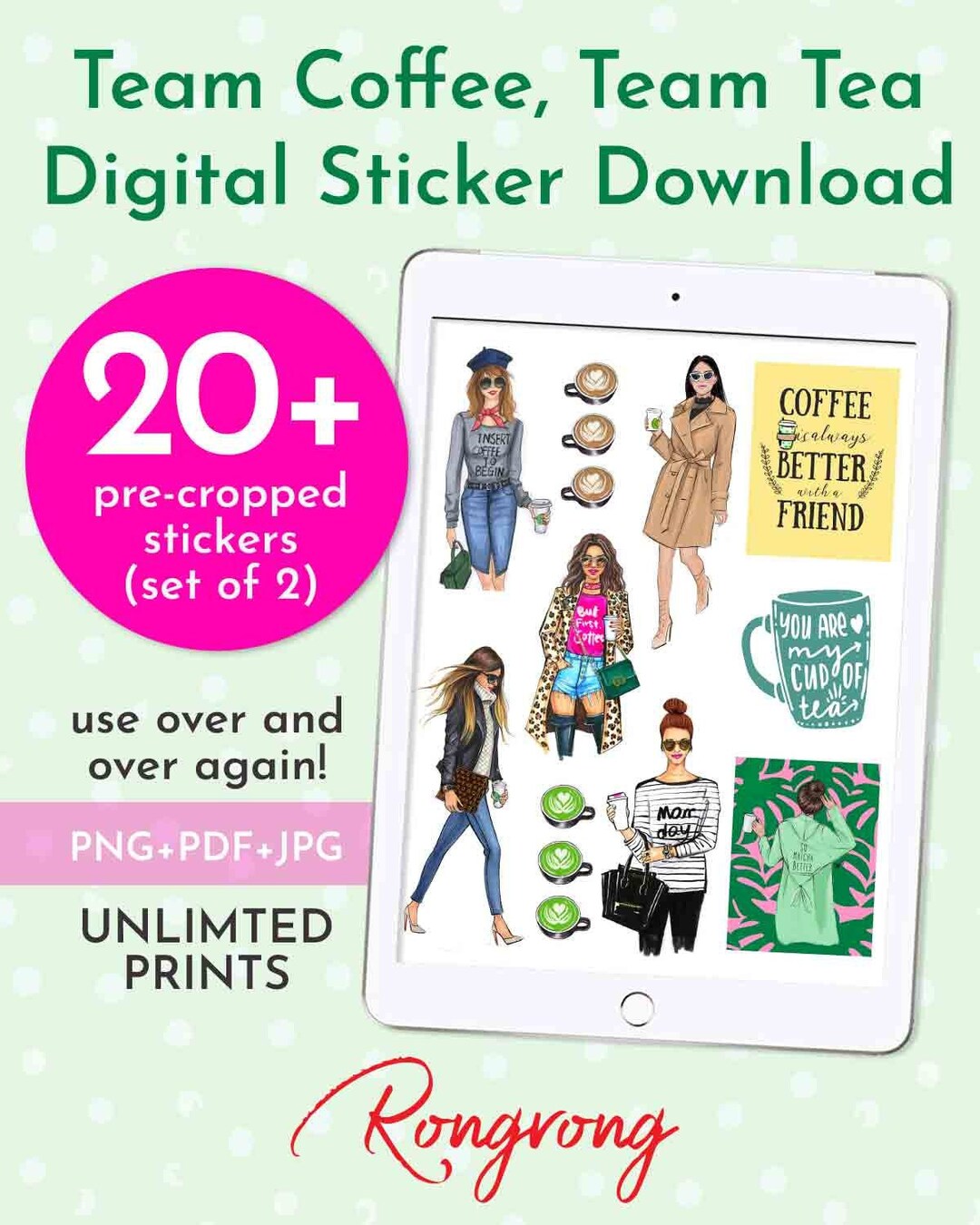 Team Coffee, Team Tea Digital Planner Stickers [DOWNLOAD] - Etsy