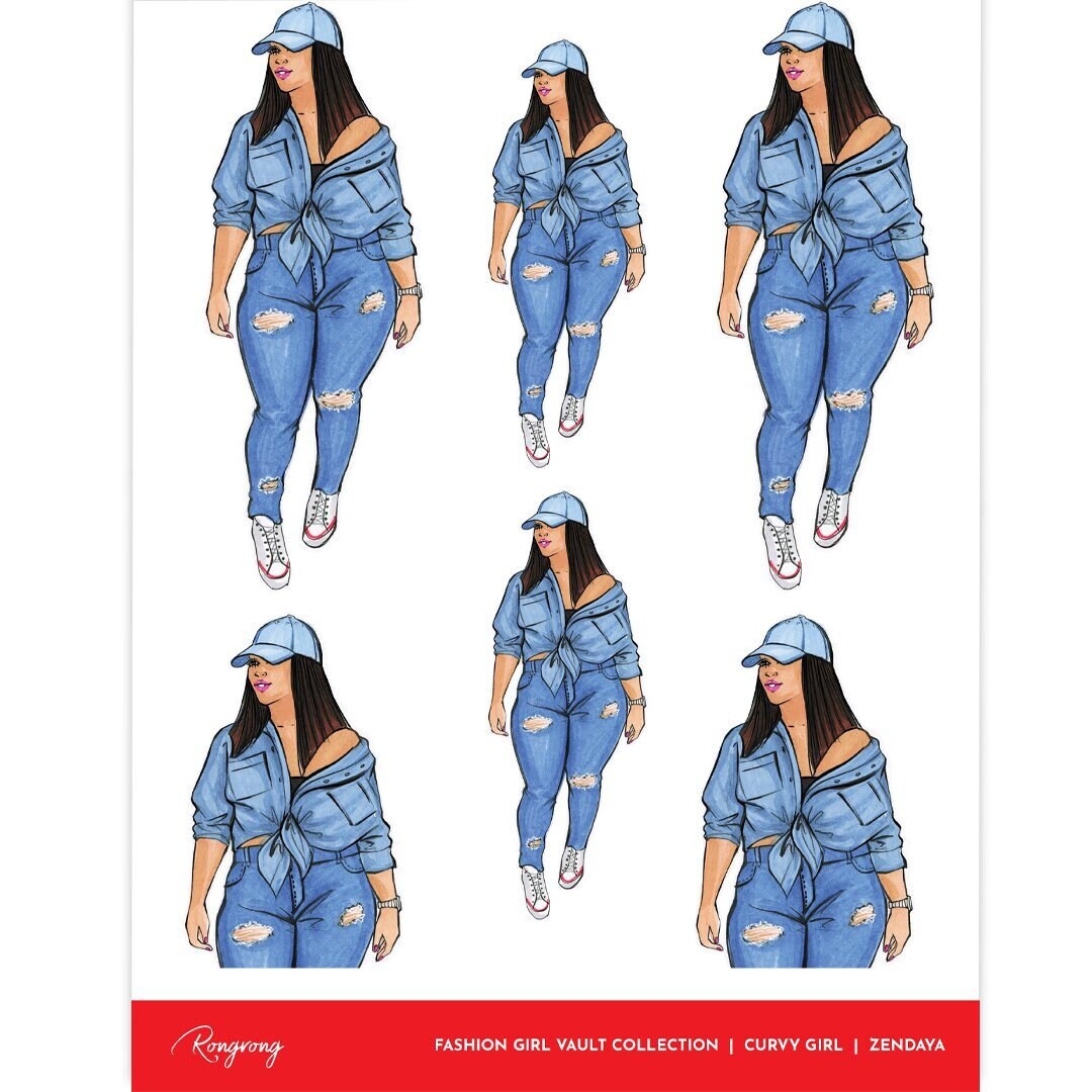 Denim Curvy Girl zendaya Planner Sticker Sheet vault Collection - Etsy
