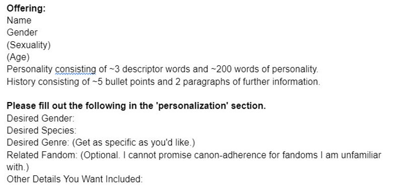 Customized Random Character Biography Profile for Roleplay or Writing ...