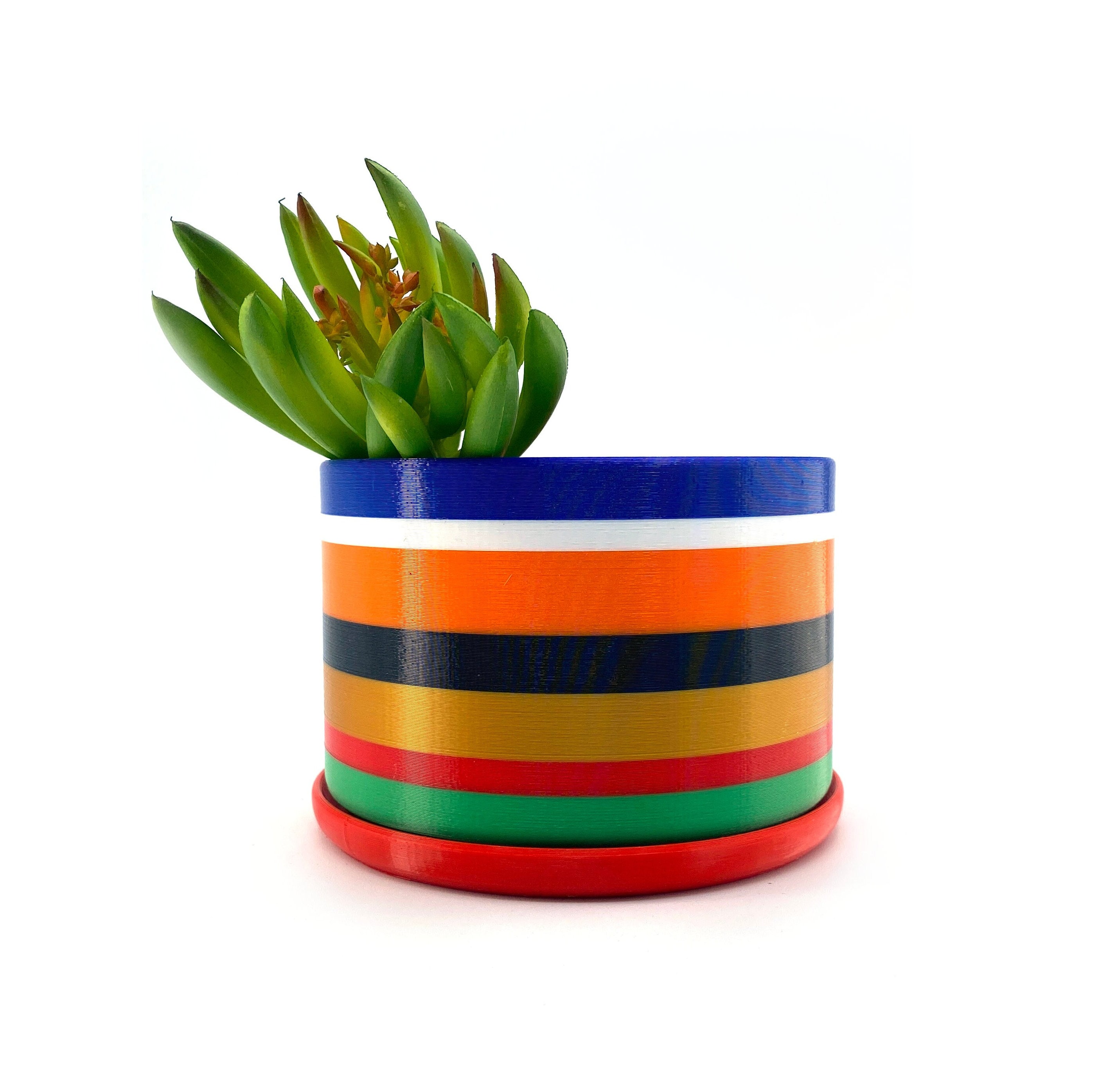 Indoor Striped Planter With Drainage Plate - Etsy